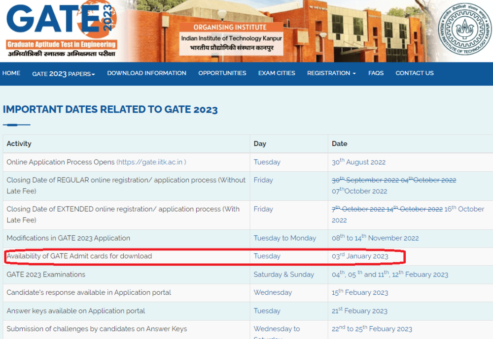 GATE Exam 2023 Admit Card releasing : Step to download