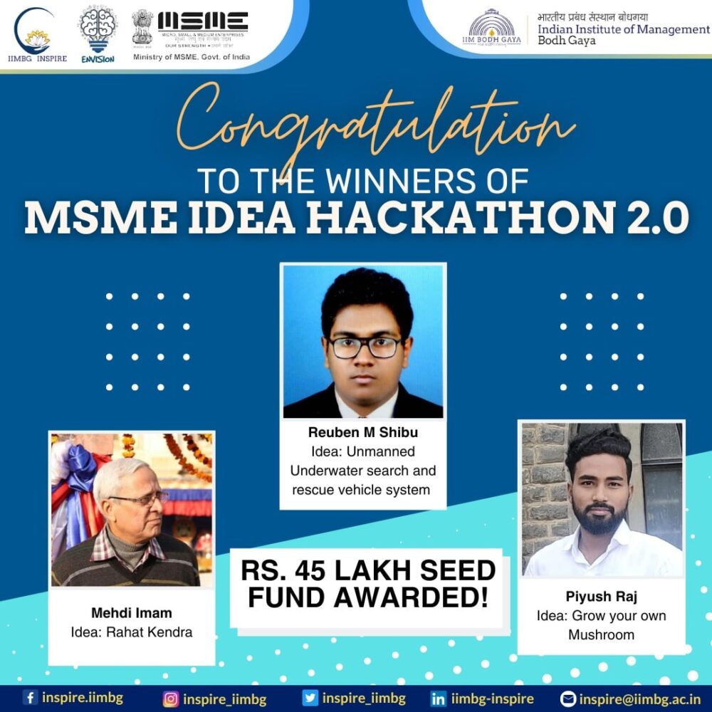IIMBG INSPIRE Empowers Entrepreneurs through MSME Idea Hackathon 2.0 and Launches Idea Hackathon 3.0